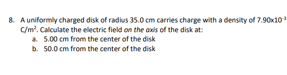 Solved A uniformly charged disk of radius 35.0 cm carries | Chegg.com