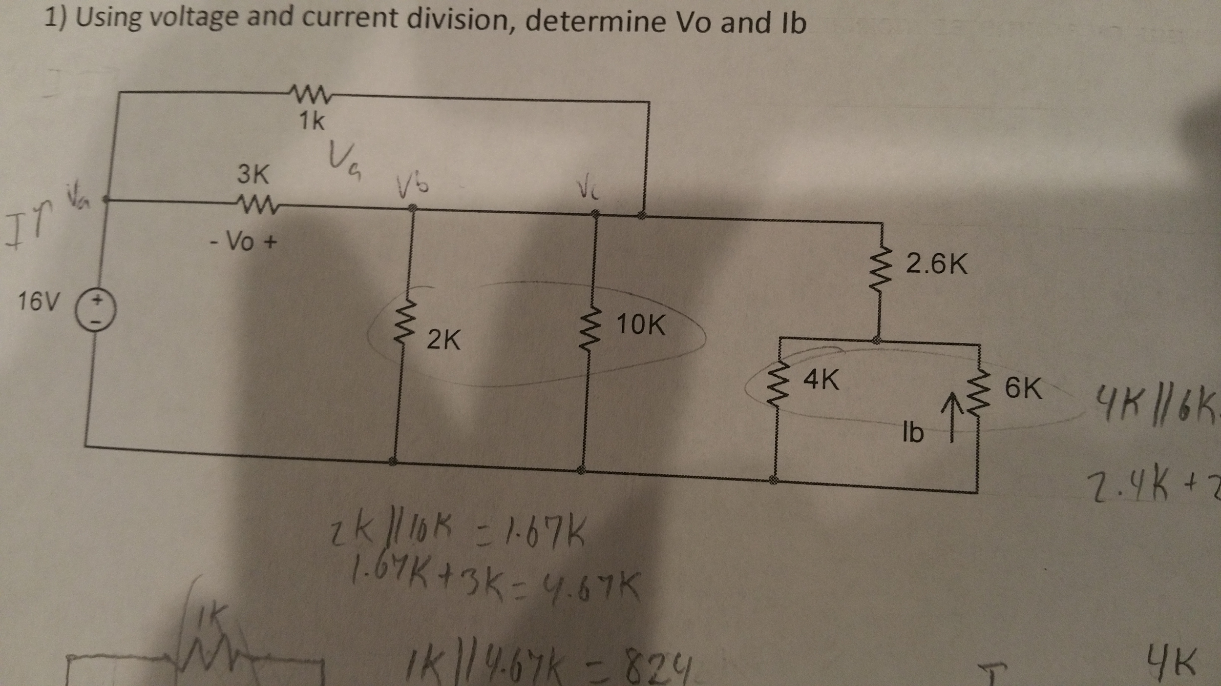 Solved Using voltage and current division, determine Vo and | Chegg.com