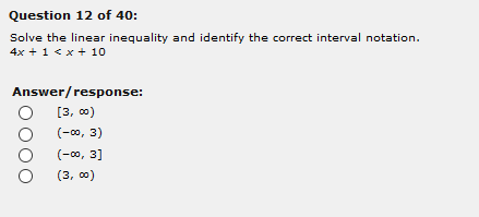 Solved Solve the linear inequality and identify the correct | Chegg.com