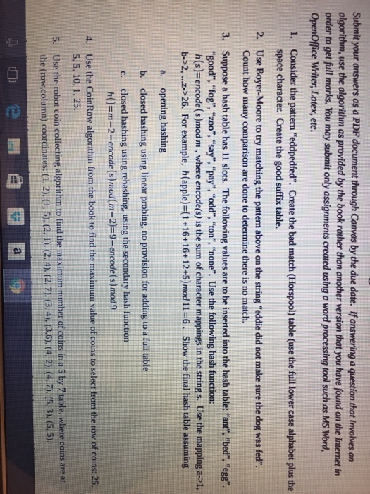 Solved Submit your answers as a PDF document through Canvas | Chegg.com
