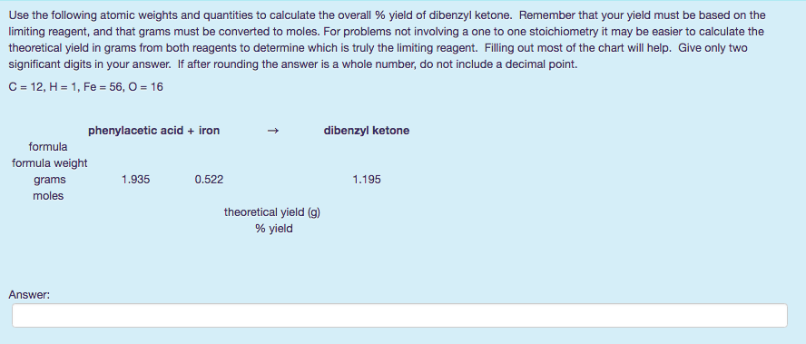 Solved Use the following atomic weights and quantities to | Chegg.com