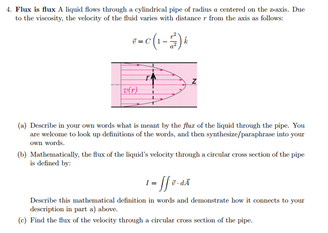 Solved 4. Flux is flux A liquid flows through a cylindrical | Chegg.com