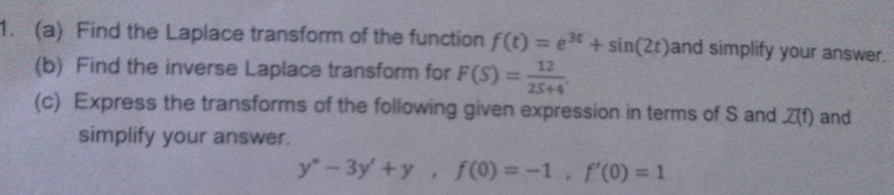 Solved Find the Laplace transform of the function f(t) = | Chegg.com