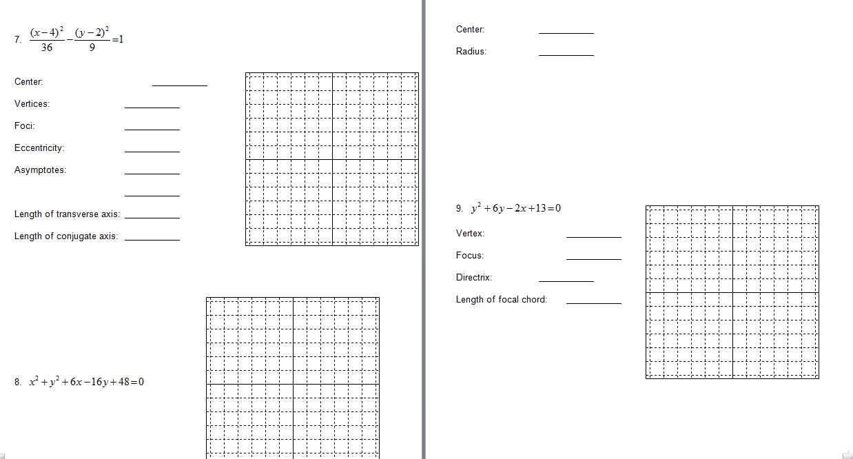 Solved Identify The Conic Section From Its Equation Graph