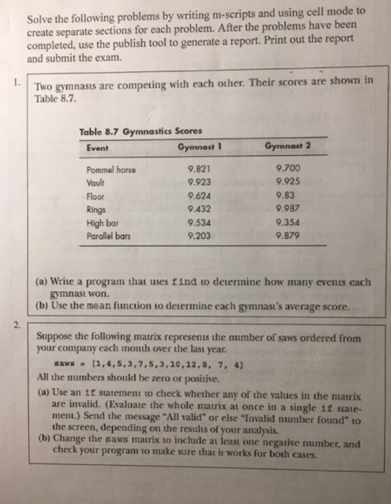 Solved Solve the following problems by writing m-scripts and | Chegg.com