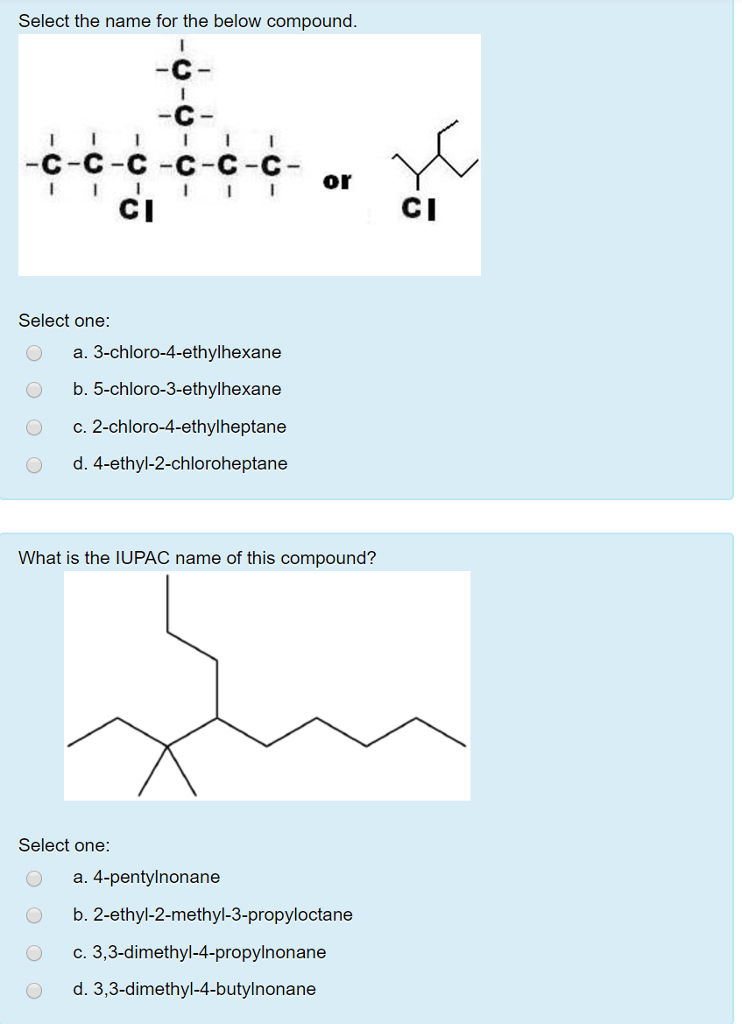 Solved Select the name for the below compound ?-?-?-?-?-?- | Chegg.com