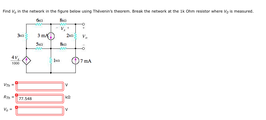Solved Find Vo in the network in the figure below using | Chegg.com