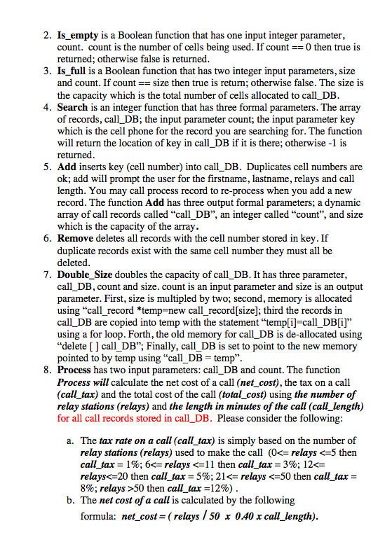 Solved You will implement a program to manage a dynamic | Chegg.com