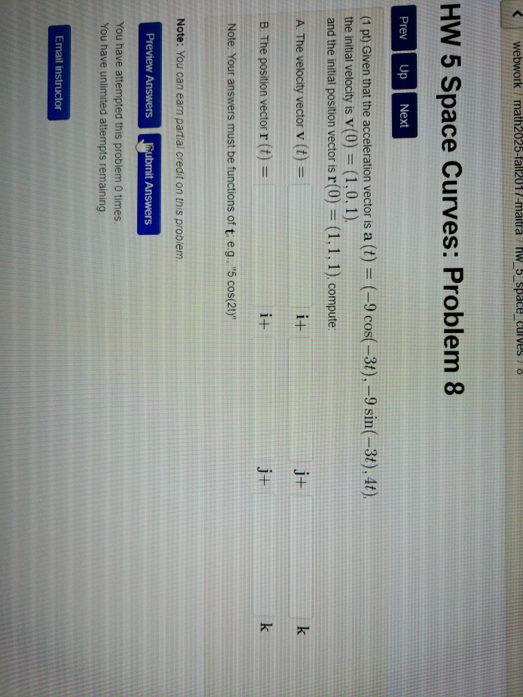 Solved く webwork math2025-fall2017-matra | nw-5-space-curves | Chegg.com