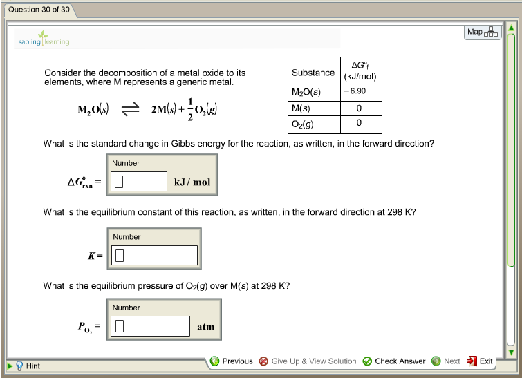 Solved Consider the decomposition of a metal oxide to its | Chegg.com Solved Consider the decomposition of a metal oxide to its | Chegg.com