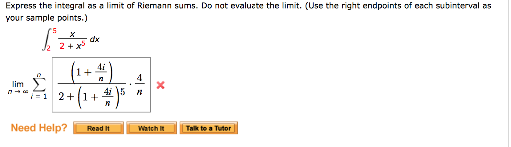 Solved Express the integral as a limit of Riemann sums. Do | Chegg.com