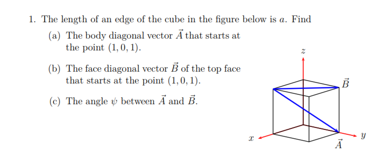 Solved 1. The length of an edge of the cube in the figure | Chegg.com