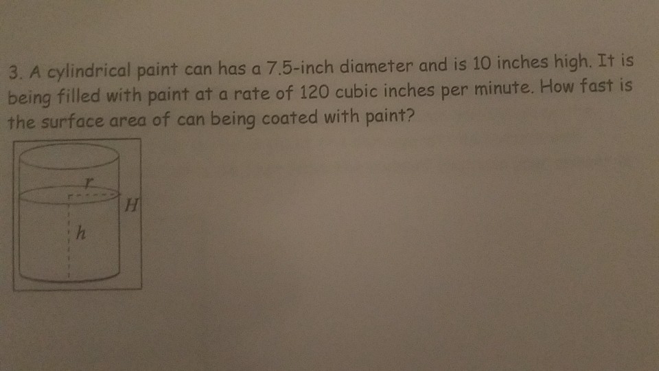 Solved 3. A cylindrical paint can has a 7.5-inch diameter | Chegg.com