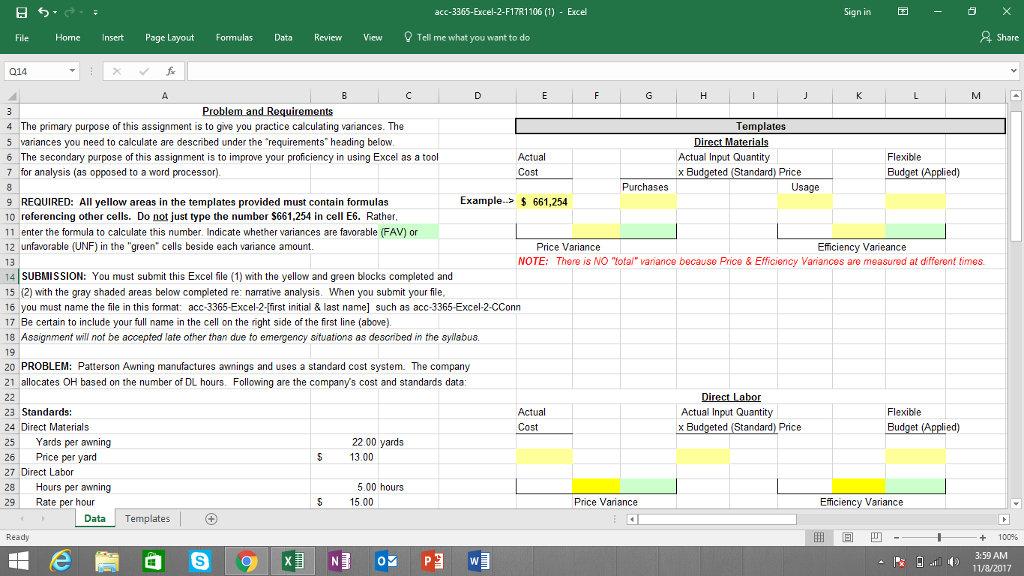 acc-3365-Excel-2-F17R1106 (1) Excel Sign in -0 × File | Chegg.com