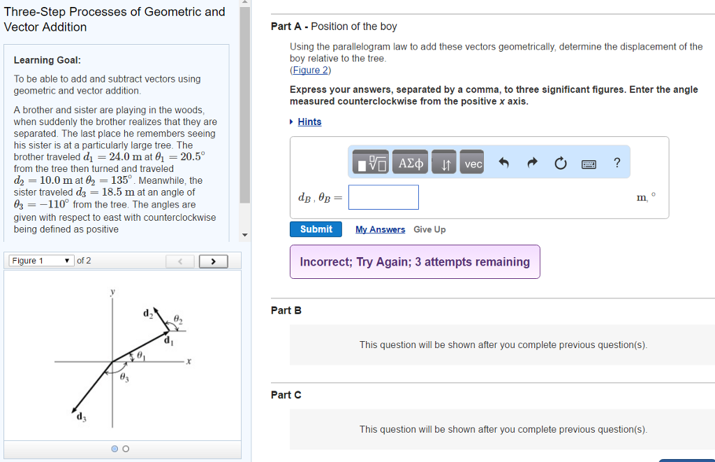 Solved Three-Step Processes of Geometric and Vector Addition | Chegg.com