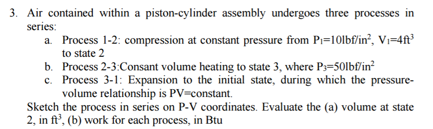 Solved Air contained within a piston-cylinder assembly | Chegg.com