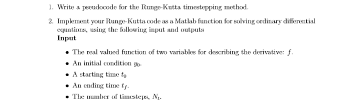 Solved 1 Write A Pseudocode For The Runge Kutta 