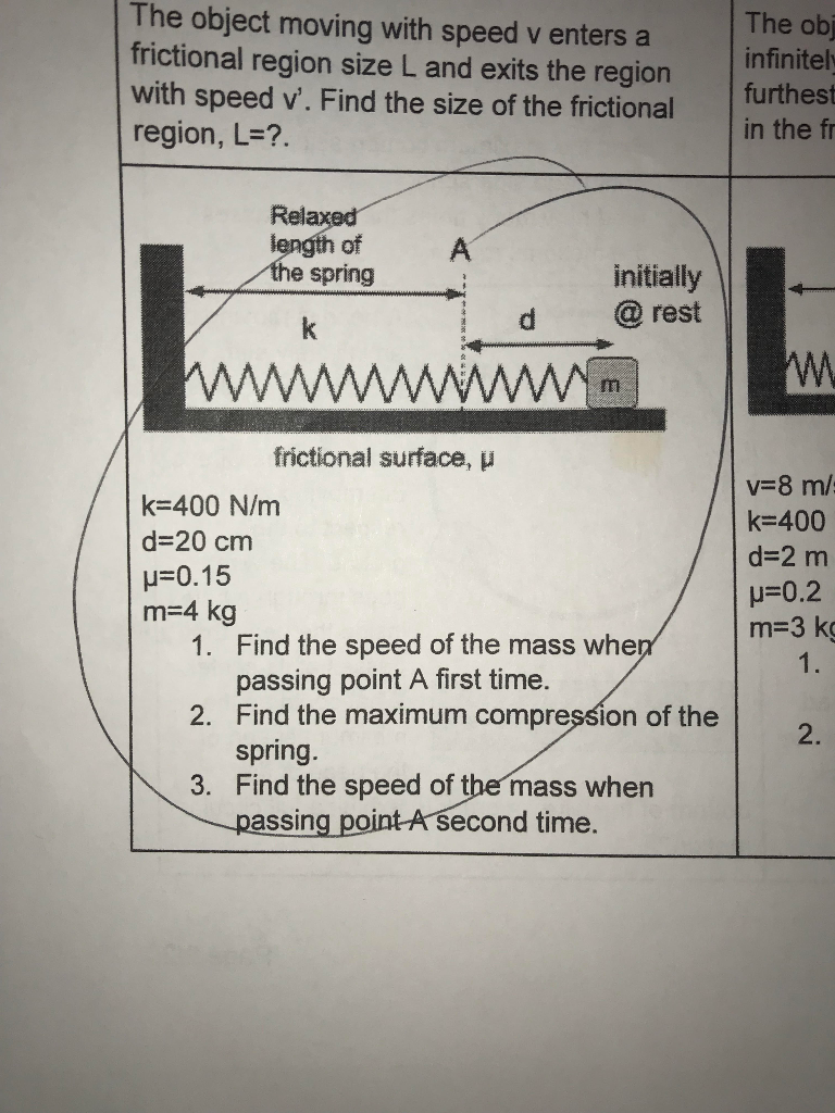 Solved The object moving with speed v enters a frictional | Chegg.com