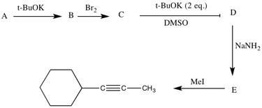 Solved t-BuOK Br2 (2 eq.) D C DMSO NaNH Mel CH. | Chegg.com