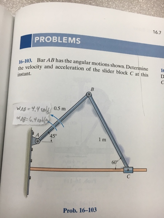 Solved Bar AB has the angular motions shown. Determine the | Chegg.com