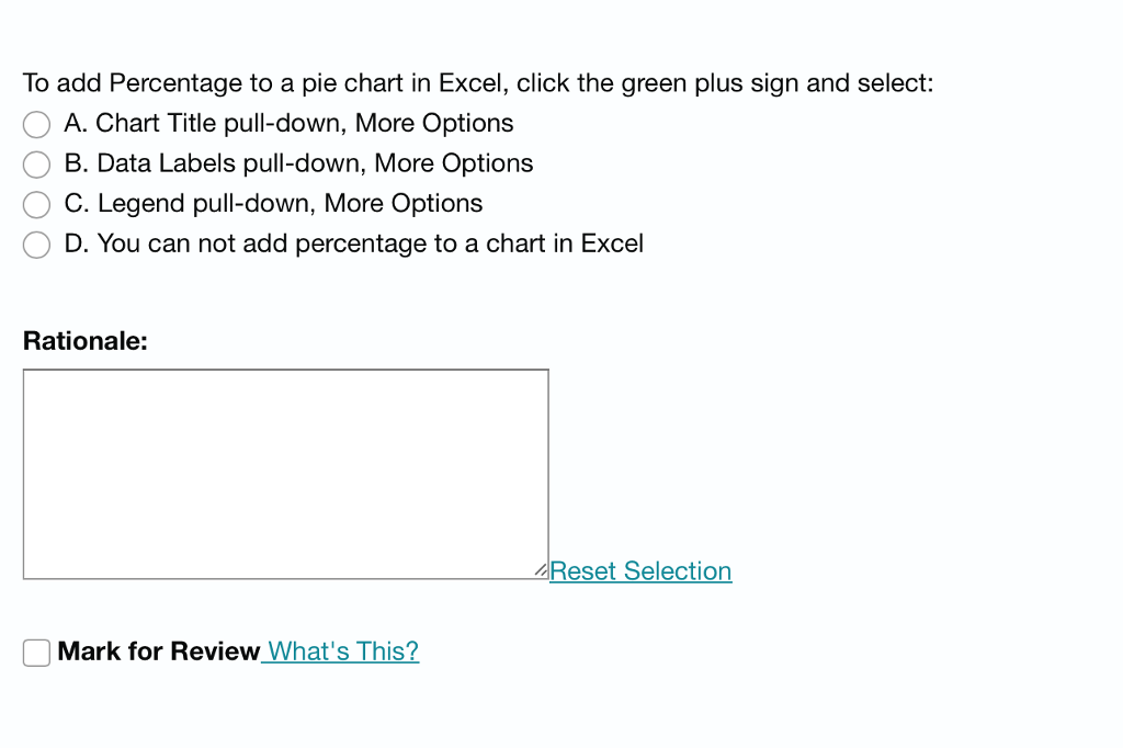 Solved To Add Percentage To A Pie Chart In Excel Click The Chegg