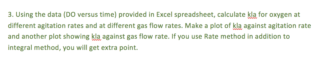 3. Using the data (DO versus time) provided in Excel | Chegg.com