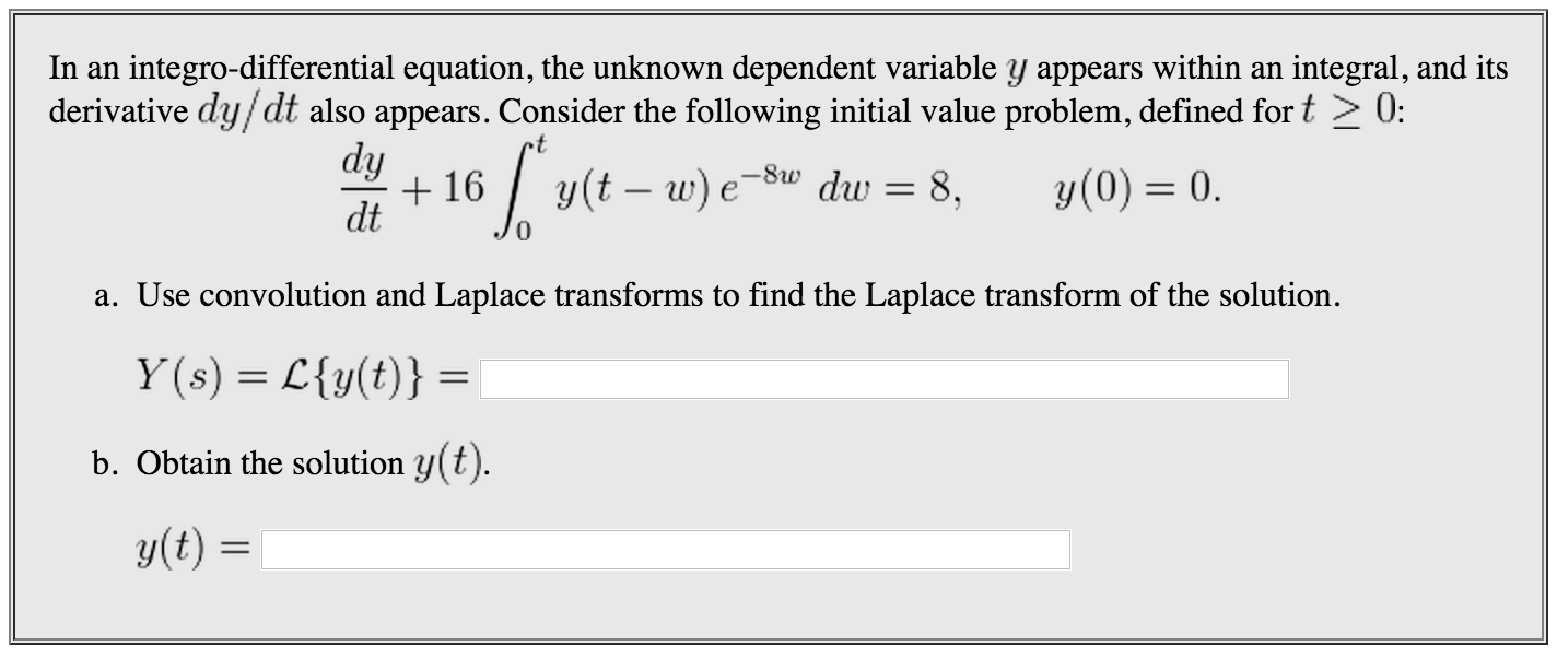 Solved In An Integro Differential Equation The Unknown