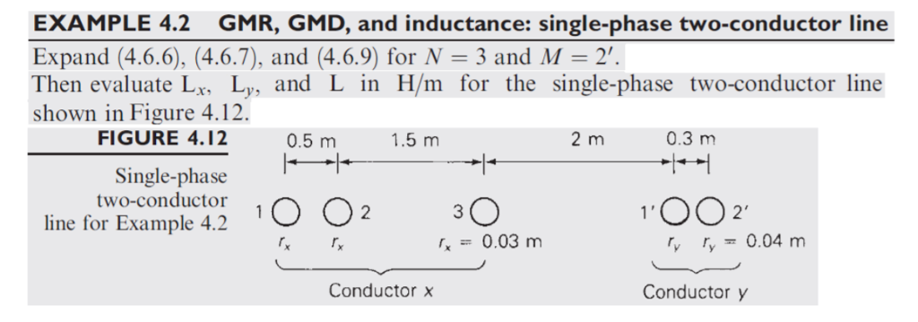 Solved EXAMPLE 4.2 GMR, GMD, and inductance: single-phase | Chegg.com