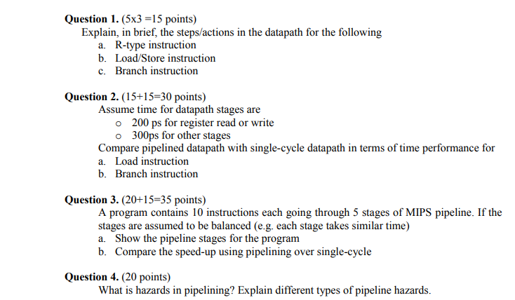 Solved Question 1. (5x3-15 points) a. R-type instruction b. | Chegg.com