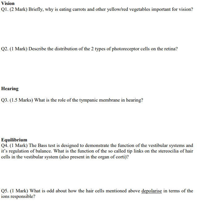 Solved Vision Q1. (2 Mark) Briefly, why is eating carrots | Chegg.com