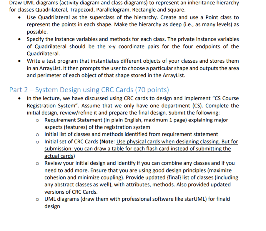 Solved Draw UML diagrams (activity diagram and class | Chegg.com