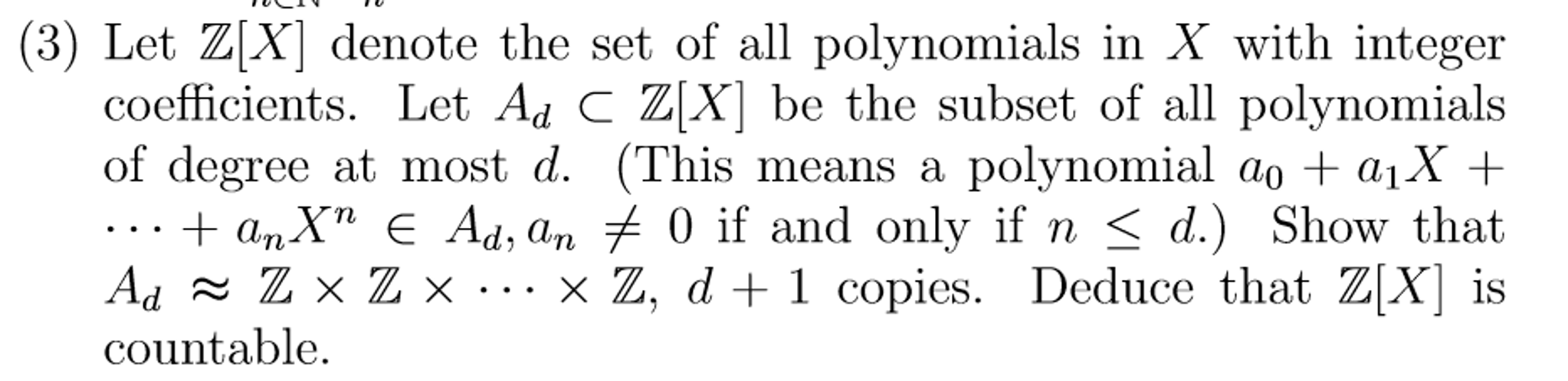Solved Let Z[X] denote the set of all polynomials in X with | Chegg.com