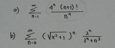 Solved a) sigma n=1 to infinity 4^n(n+1)!/n^n b) sigma n=0 | Chegg.com