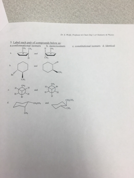 Solved Label each pair of compounds below as: a. | Chegg.com