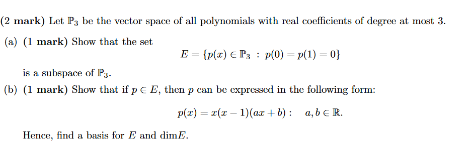 Solved Let P_3 be the vector space of all polynomials with | Chegg.com