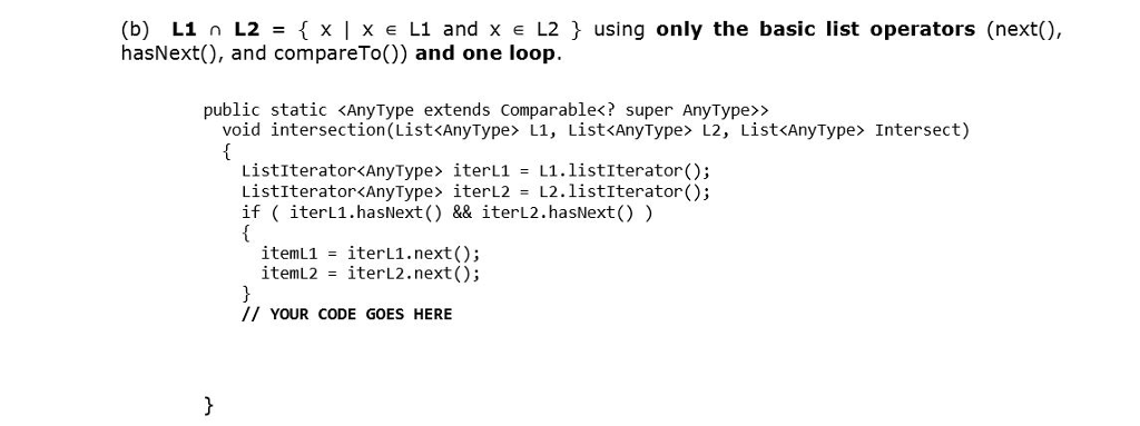 Solved Given two sorted lists, L1 and L2, complete the | Chegg.com