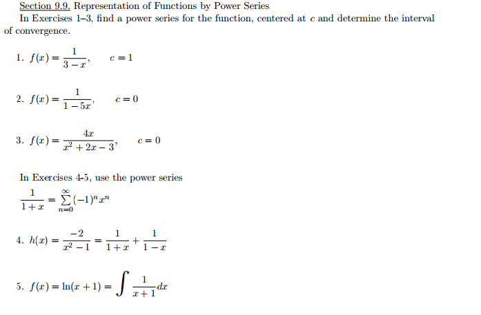 Representation of Functions by Power Series In | Chegg.com Representation of Functions by Power Series In | Chegg.com
