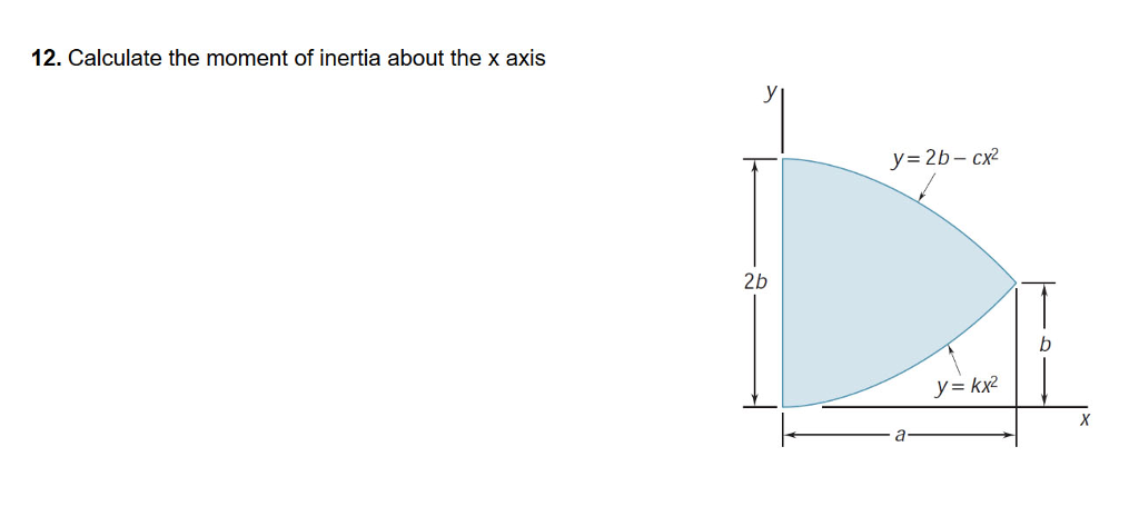 Solved 12. Calculate the moment of inertia about the x axis | Chegg.com