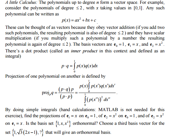 Solved A little Calculus: The polynomials up to degree n | Chegg.com