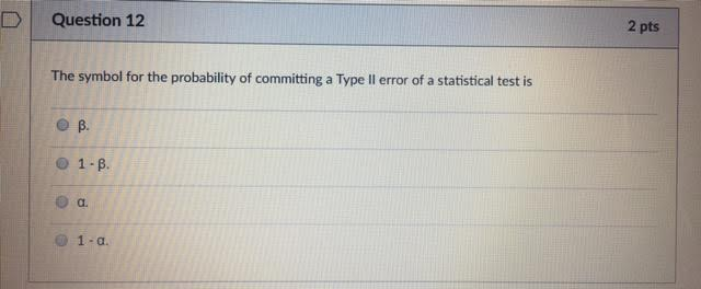 Solved The symbol for the probability of committing a Type | Chegg.com