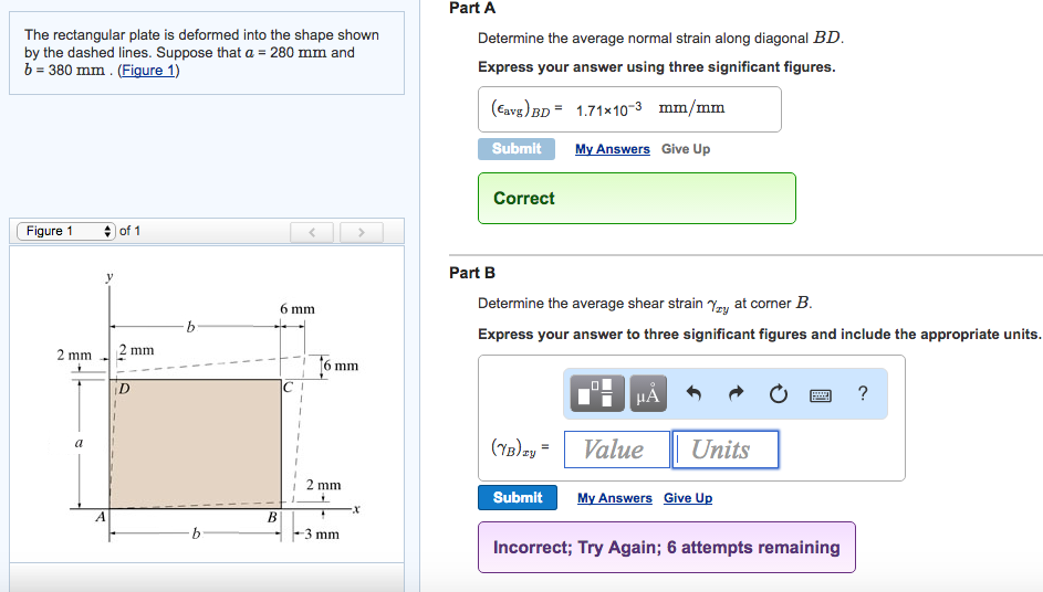 Solved The rectangular plate is deformed into the shape | Chegg.com