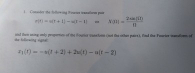 Solved Consider the following Fourier transform pair x(t) = | Chegg.com