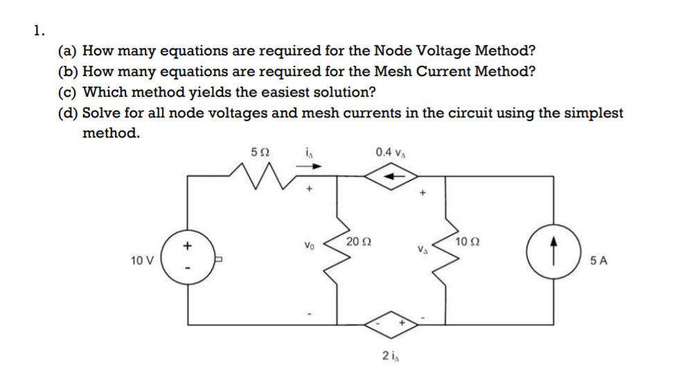 Solved 1. (a) How many equations are required for the Node | Chegg.com
