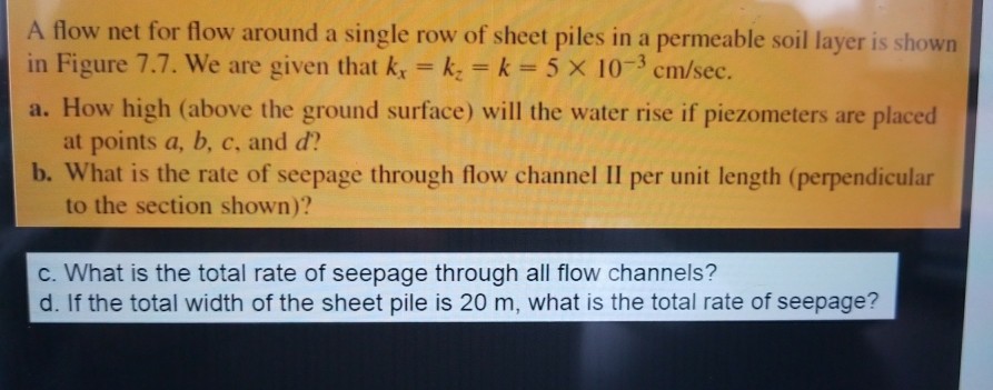 A flow net for flow around a single row of sheet | Chegg.com
