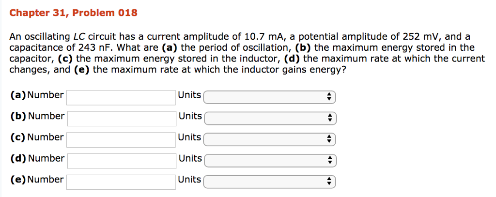 Solved Chapter 31, Problem 018 An oscillating LC circuit has | Chegg.com