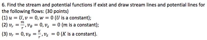 Solved 6. Find the stream and potential functions if exist | Chegg.com