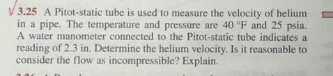 Solved A Pitot-static tube is used to measure the velocity | Chegg.com