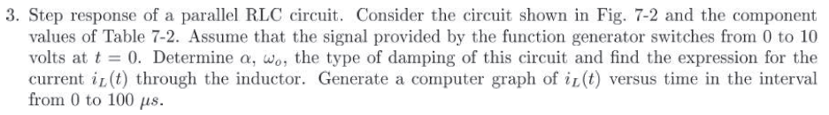 Solved 3. Step response of a parallel RLC circuit. Consider | Chegg.com