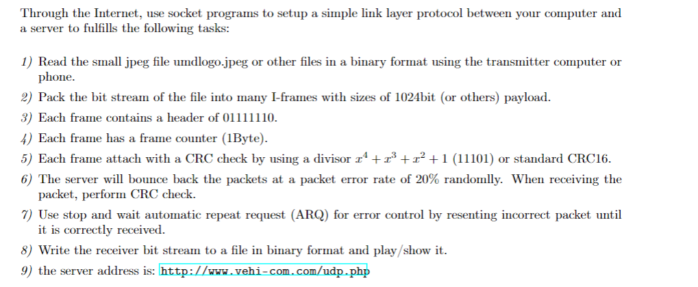 Through the Internet, use socket programs to setup a | Chegg.com