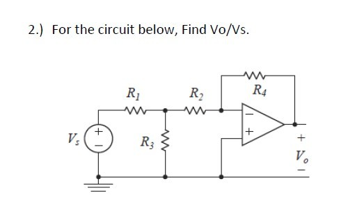 Solved For the circuit below, Find Vo/Vs. | Chegg.com